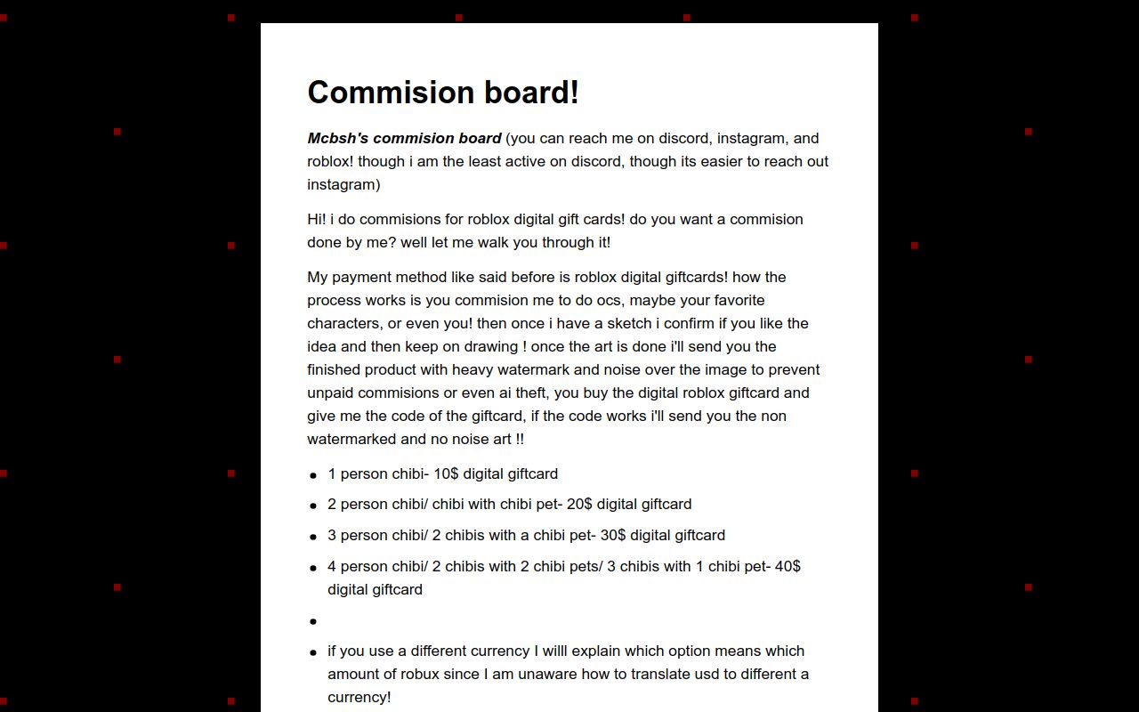 my commison board (digital art)
